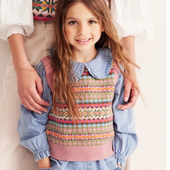 Mini Boden | Shirts & Tops | Boden Girls Fair Isle Knitted Tank Sweater ...